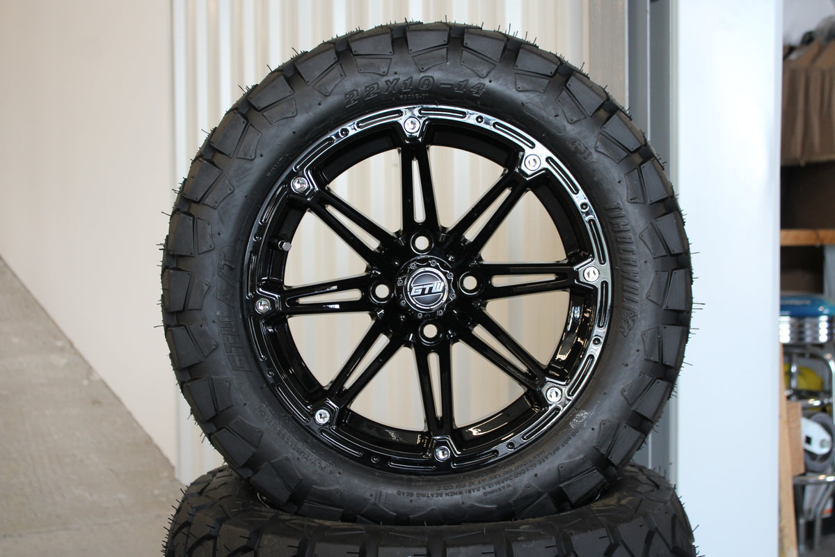 14" GTW Element Black with 22" Timberwolf A/T (Set of 4) – Custom Carts